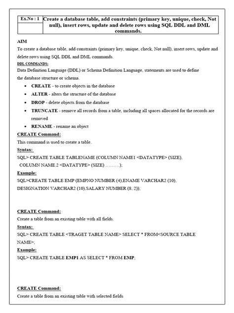 Dbms Ex1 Pdf Relational Database Table Database
