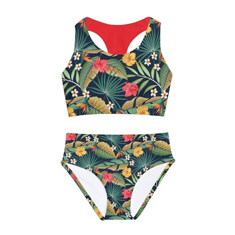 Girl Two Piece Swimsuit Youth Floral Bikini Two Piece Swimsuit For Teen