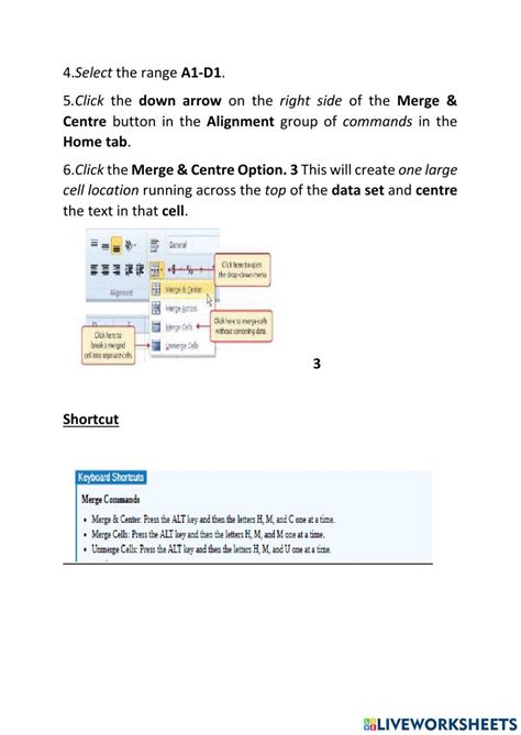 Lesson 10 Data Alignment Wrap Centre And Merge Cells Worksheet Live