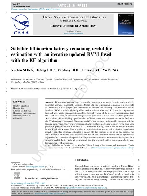 Solution Satellite Lithium Ion Battery Remaining Useful Life Estimation With An Iterative