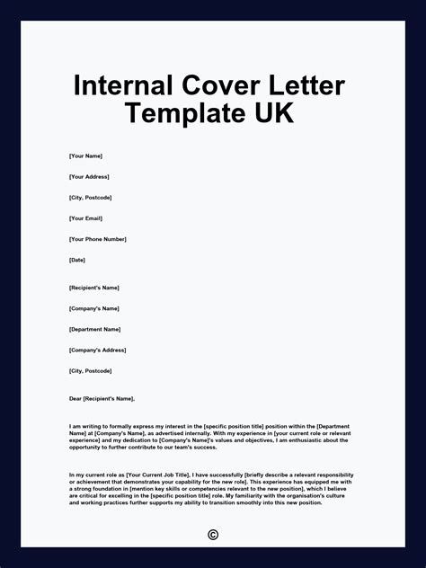 Internal Cover Letter Template Uk