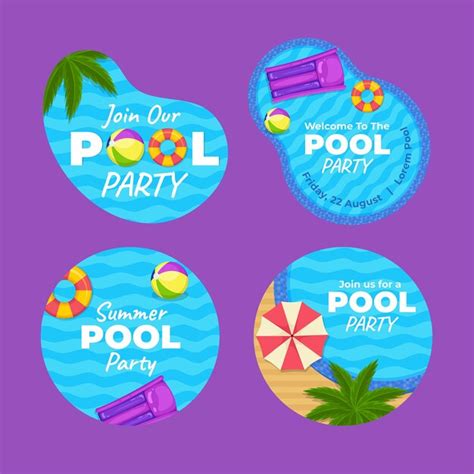 Free Vector Labels Collection For Pool Party