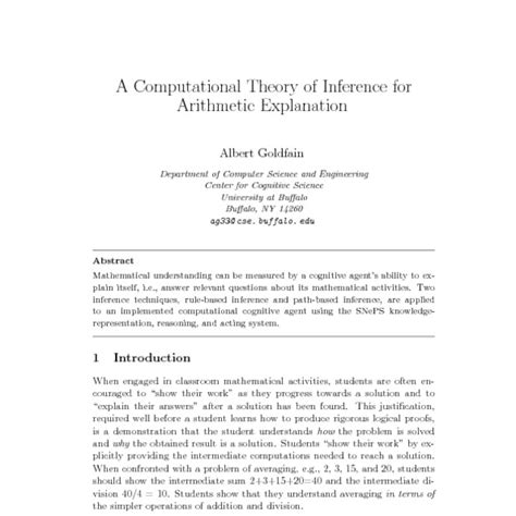 A Computational Theory Of Inference For Arithmetic Explanation Acl Anthology