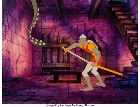 Dragons Lair Dirk The Daring Production Cel Printed Background Animation Drawing Don