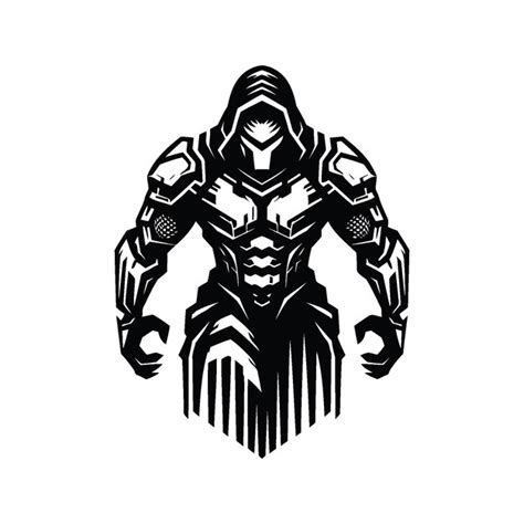 Assasin Silhouete With Cyberpunk Pattern Illustration Premium Ai