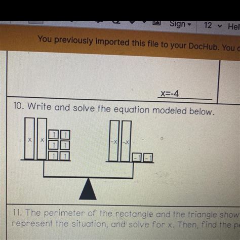 Write And Solve The Equation Modeled Below