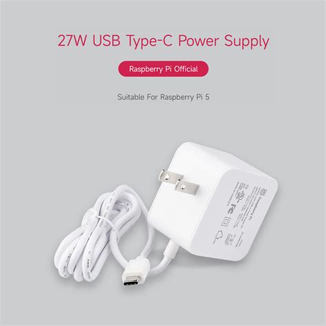 Official W Type C Power Supply For Raspberry Pi EU Plug