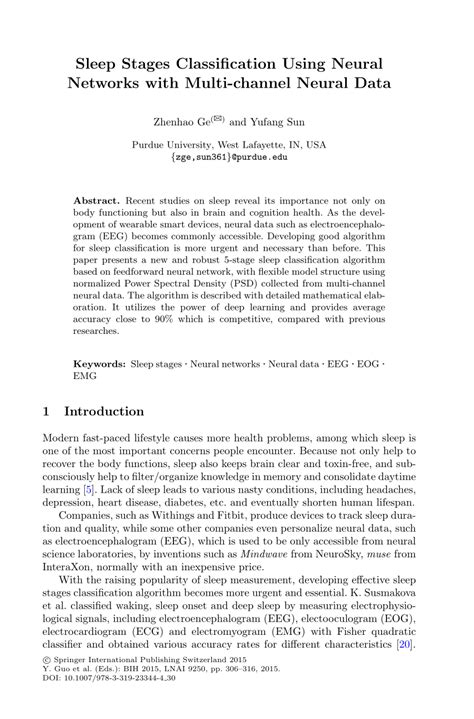 Pdf Sleep Stages Classification Using Neural Networks With Multi