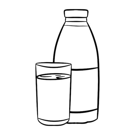 Premium Vector Bottle Of Milk And Glass Contour
