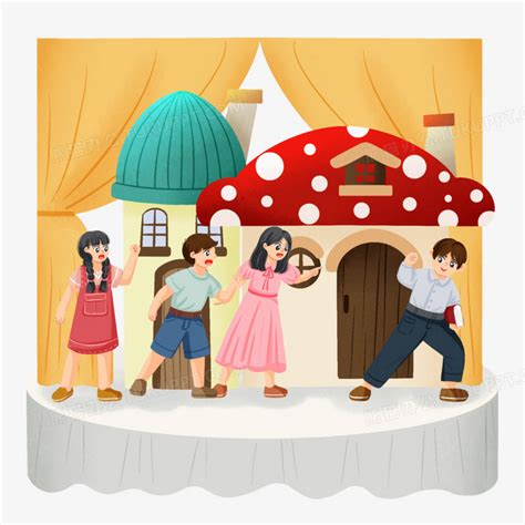 手绘插画风舞台剧表演元素png图片素材下载 手绘png 熊猫办公