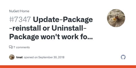 Update Package Reinstall Or Uninstall Package Wont Work For Net Framework Projects · Issue