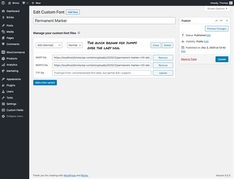 Custom Fonts Bricks Academy