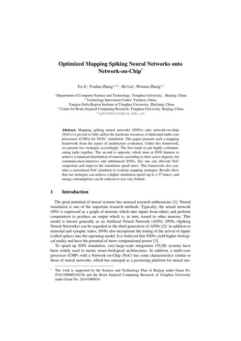 Pdf Optimized Mapping Spiking Neural Networks Onto Network On Chip