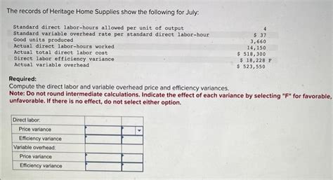 Solved Compute The Direct Labor And Variable Overhead Price