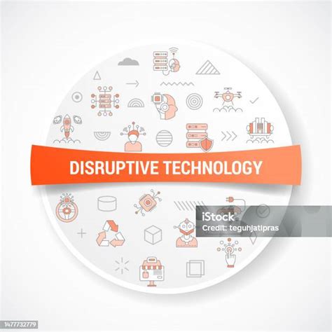 배지에 대한 원형 또는 원 모양의 아이콘 개념이 있는 파괴적인 기술 개념 0명에 대한 스톡 벡터 아트 및 기타 이미지 0명