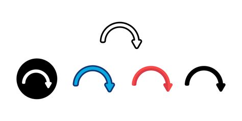 Right Turn Arrow Set Icon Set With Different Types Of Styles Line Color Line Flat Color