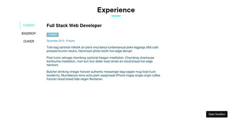 BalajiHarinath Tabs Work Experience Codesandbox