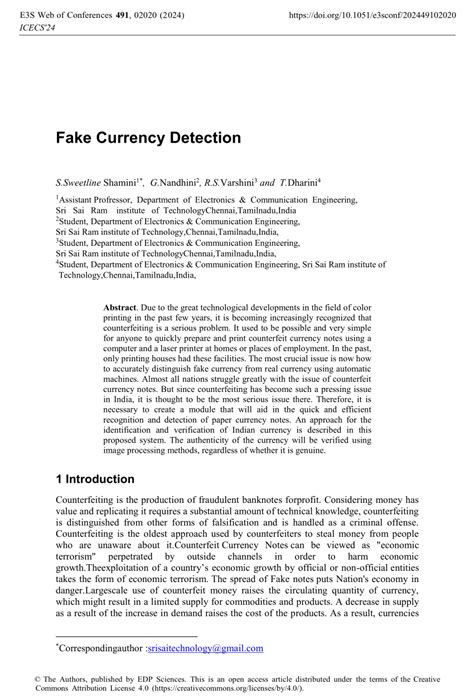Pdf Fake Currency Detection