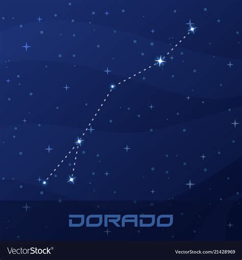 Constellation Dorado Goldfish Night Star Sky Vector Image