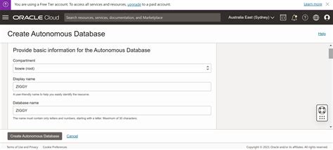 Create Autonomous Database Bug Richard Footes Oracle Blog