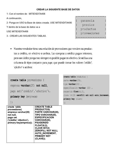 Crear La Siguiente Base De Datos Otra Base De Datos Y 4 Tablas Pdf