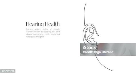 인간의 귀에 대한 하나의 연속 선 그리기 단순한 선형 스타일의 청력 건강과 감각 보조의 현대 상징 세계 청각 장애인의 날 편집