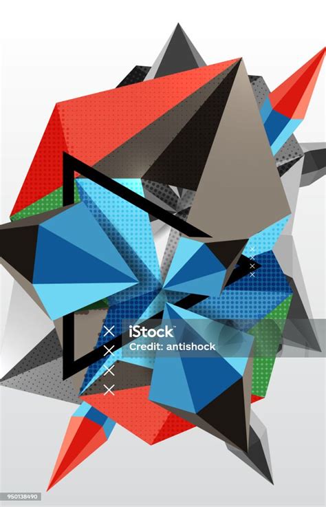 3d 다각형 요소 추상 배경 디자인에 대한 스톡 벡터 아트 및 기타 이미지 디자인 모양 설계도 Istock