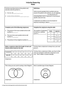 Geometry Worksheet Inductive Reasoning By My Geometry World TPT