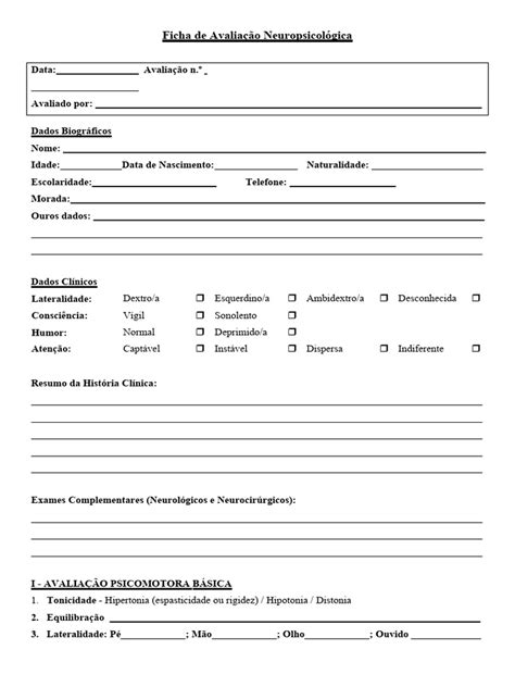 Ficha De Avaliação Neuropsicológica Pdf Linguística