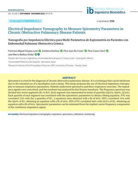 Pdf Electrical Impedance Tomography To Measure Spirometry Parameters