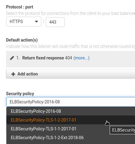 AWS Disable TLS And TLS For Application LoadBalancer
