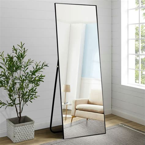 Neutype 65 X 22 Black Rectangular Full Length Floor Mirror With Stand