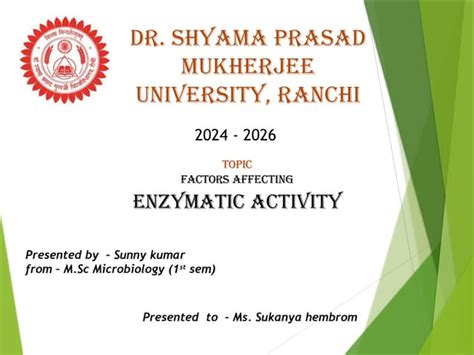 Factors Affecting The Enzymatic Activity Pptx