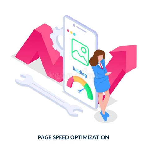 Page Speed Optimization Concept Isometric Vector Illustration On White Background Stock Vector