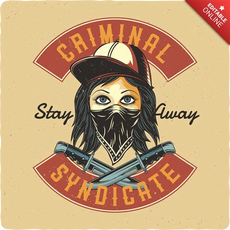 Criminal Girl Vintage T Shirt Design Template Modelo De Diseño Gratuita