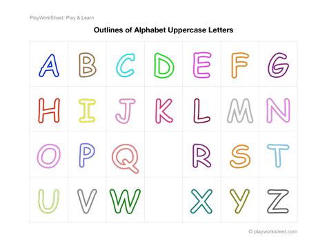 Outlines Of Alphabet Letters From A To Z In Upper Cases Free