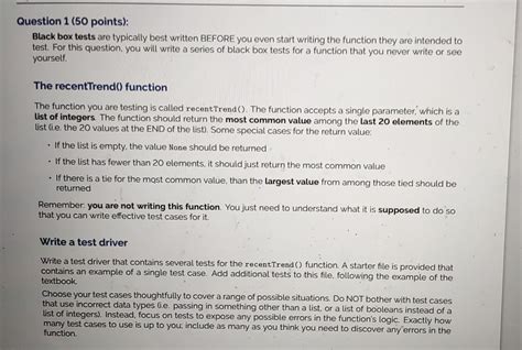 Solved Black Box Tests Are Typically Best Written Before You