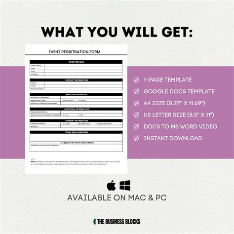Event Registration Form Template Customizable Attendee Details
