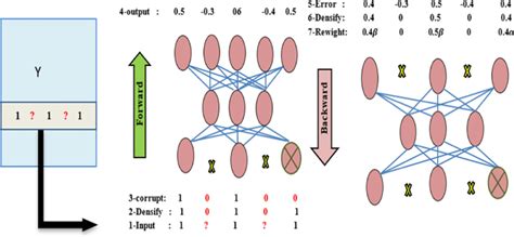 feed forward backward process is shown for denoising autoencoder the