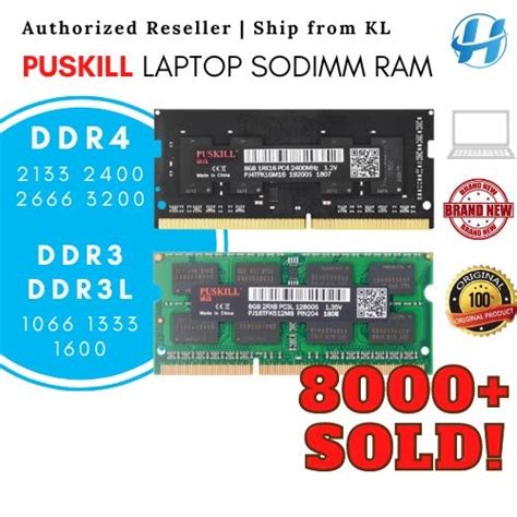 New Laptop Ram Puskill 4gb 8gb 16gb Ddr3 Ddr3l Ddr4 Pc3l Low Voltage