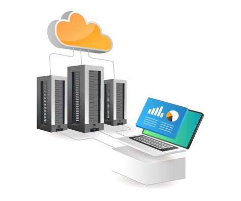 Isometric Illustration Concept Cloud Server Data Analysis Security Network Vector Art