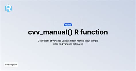 Cvvmanual R Function From Multid R Packages