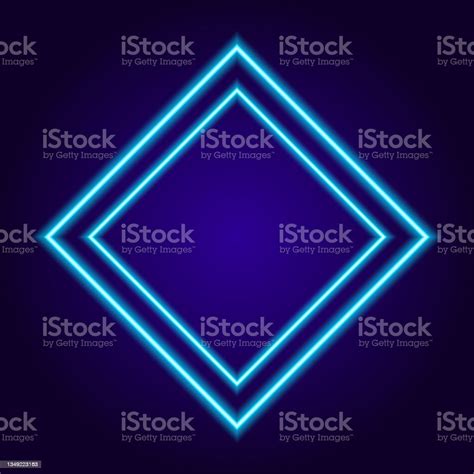 Vector Neon Blue Frame Double Outline Color On A Dark Blue Background