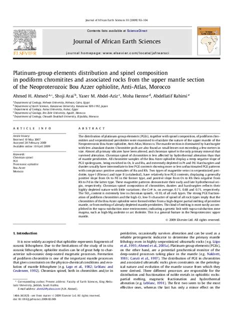 Pdf Platinum Group Elements Distribution And Spinel Composition In Podiform Chromitites And