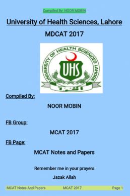 MDCAT UHS PAST PAPERS PDF WITH KEYS Wisegot