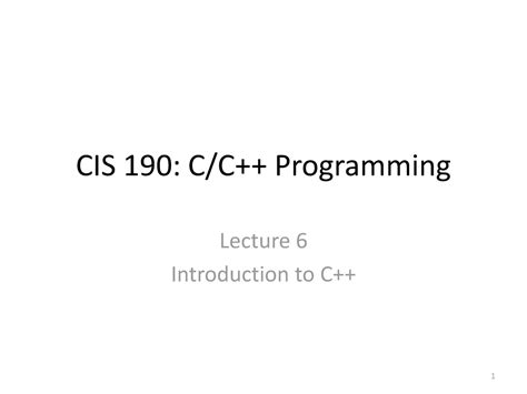 Lecture Slides Lecture 67 Cc Programming Cis 190 Programming