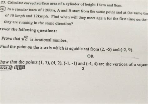 Calculate Curved Surface Area Of A Cylinder Of Height Cm And Cm