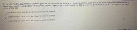 Solved By Comparing Dna Sequences Of A Specific Gene We Can