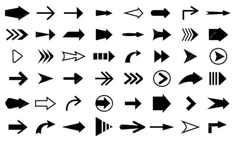 Premium Vector Black Arrows Icons Forward Pointer Graphic Collection