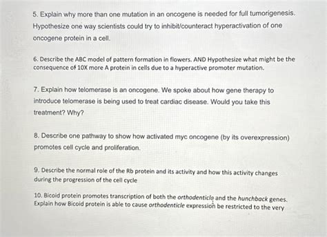Solved 5 Explain Why More Than One Mutation In An Oncogene